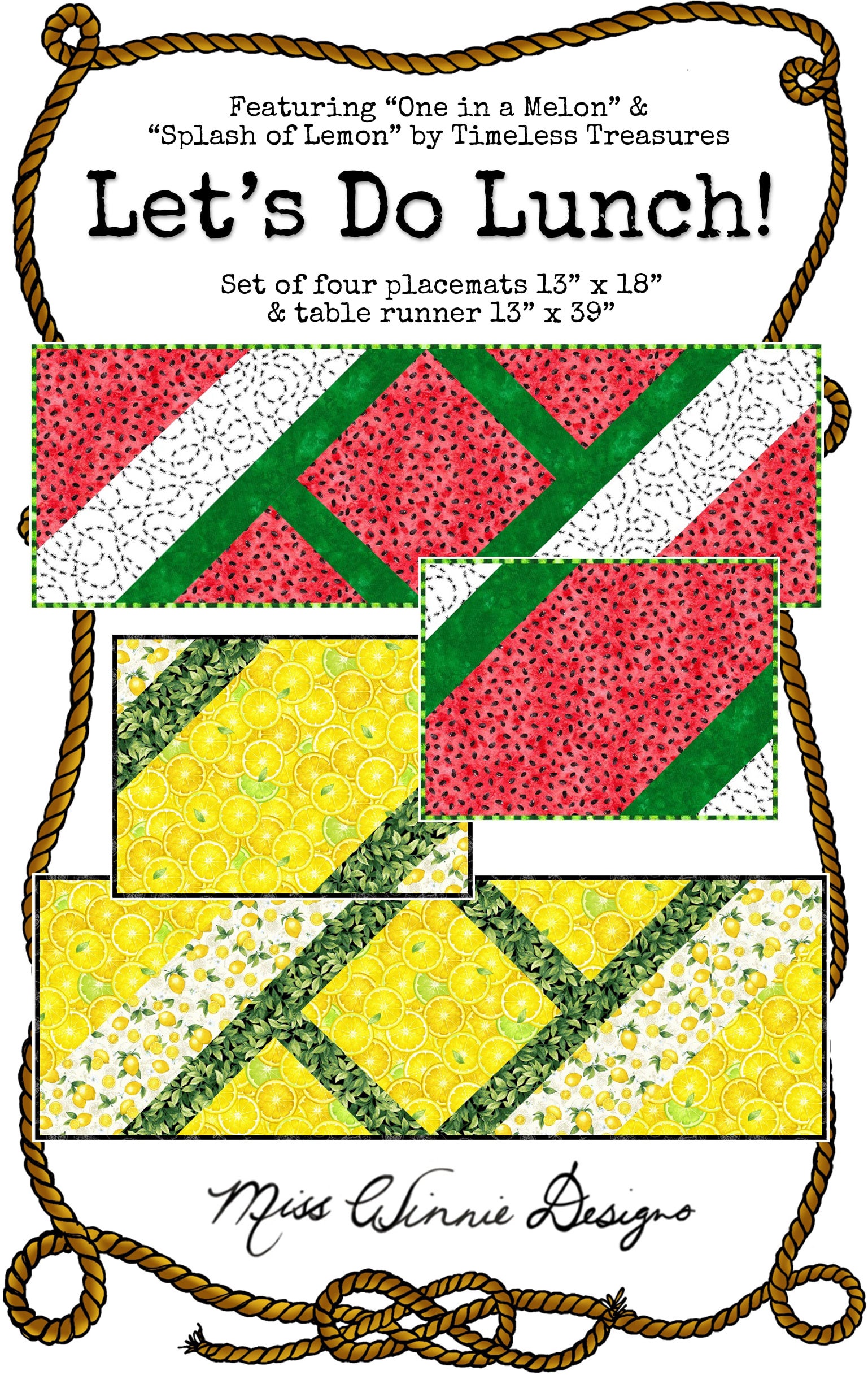 Let's Do Lunch! -- Placemats and Runner Pattern PDF | Miss Winnie Designs